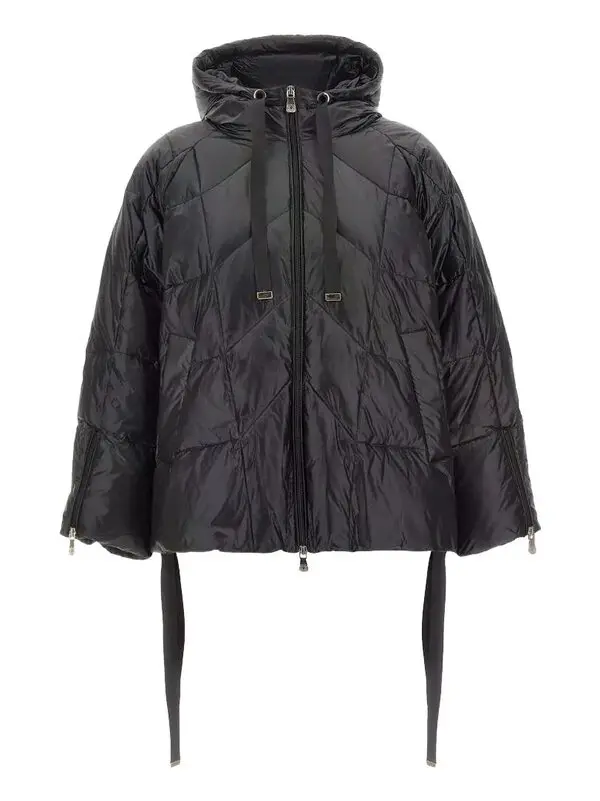 ELENA MIRÒ Quilted Hooded Puffer Jacket - Black