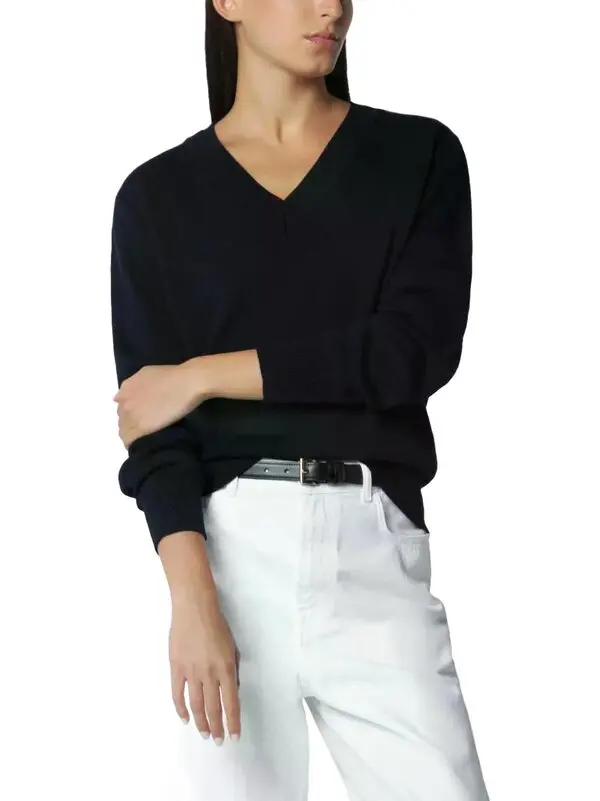 RÓHE Merino Wool V-neck Sweater - Blue