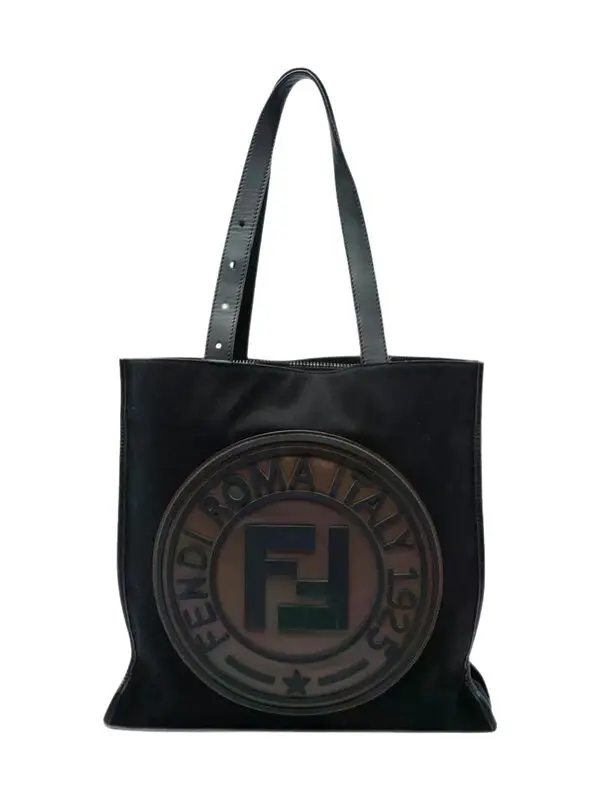 Fendi 2010-2026 Canvas Logo Patch Tote Bag - Black