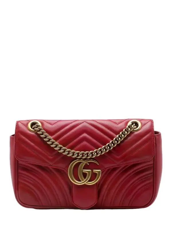 Gucci 2016-2026 Medium Gg Marmont Matelasse Calfskin Shoulder Bag - Red