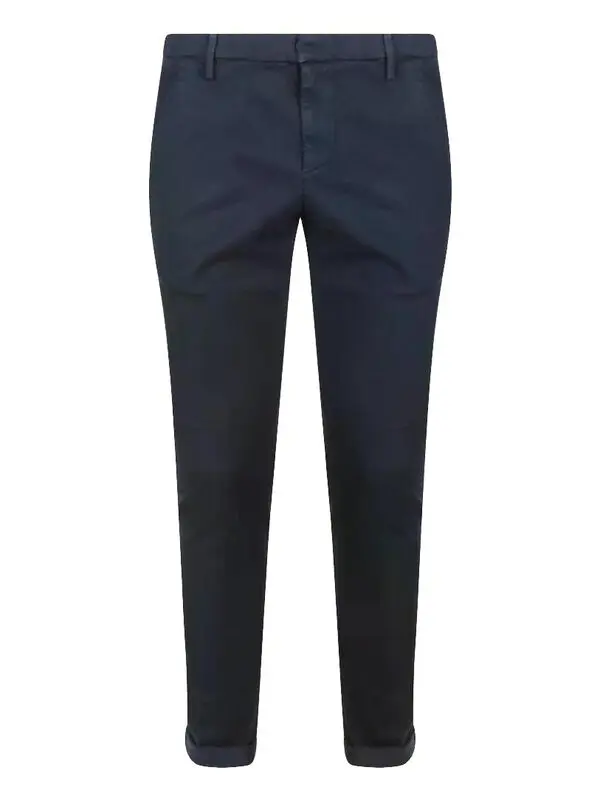 DONDUP Logo Plaque Turn-up Hem Trousers Navy - Blue