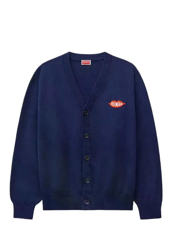 Kenzo Embroidered Motif V-neck Cardigan - Blue