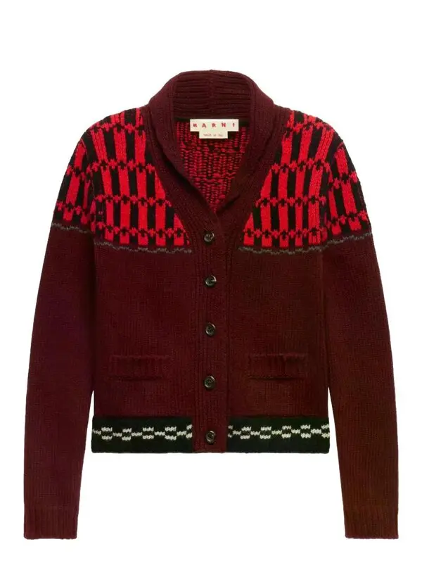 Marni Jacquard-knitted Cardigan - Red