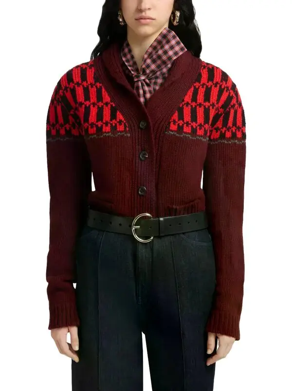 Marni Jacquard-knitted Cardigan - Red