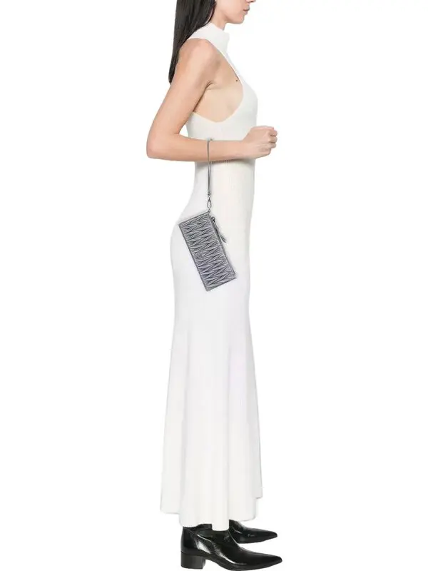 Miu Miu 2010-2026 Metallic Matelasse Nappa Wristlet Clutch Bag - Silver