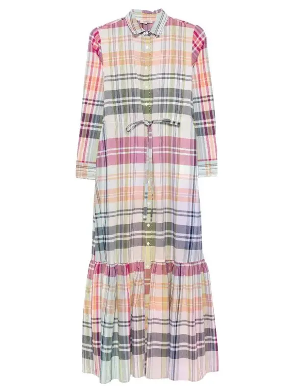 ORDI.TO Check-print Tiered Maxi Dress - Neutrals