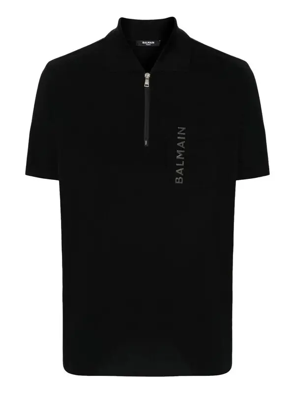 Balmain Logo-lettering Polo Shirt - Black