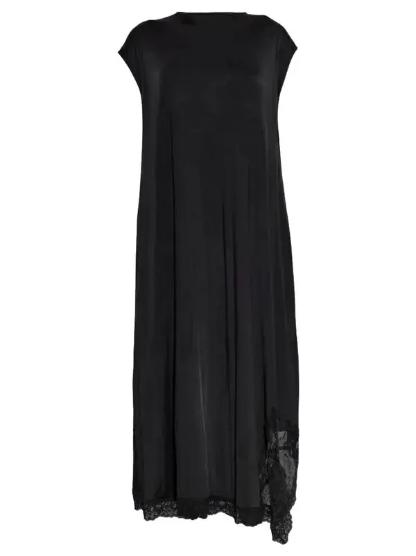 Vetements Lace-trim Asymmetric Dress - Black