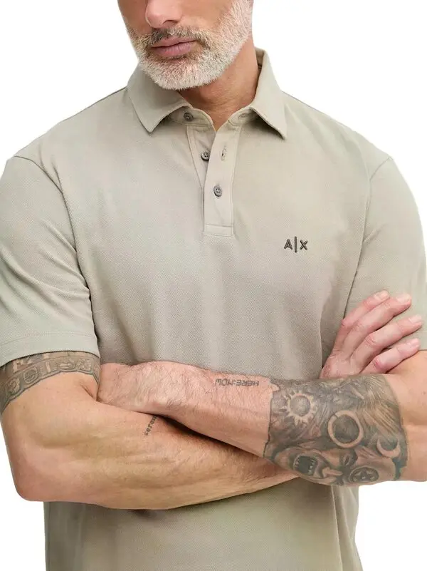 Armani Exchange Logo-embroidered Polo Shirt - Neutrals