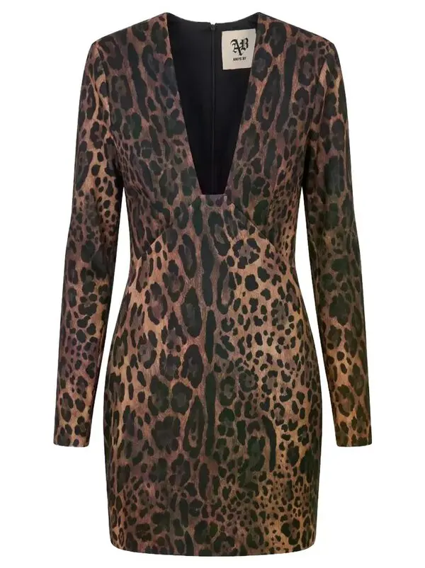 ANIYE BY Ira Leopard-print V-neck Dress - Brown