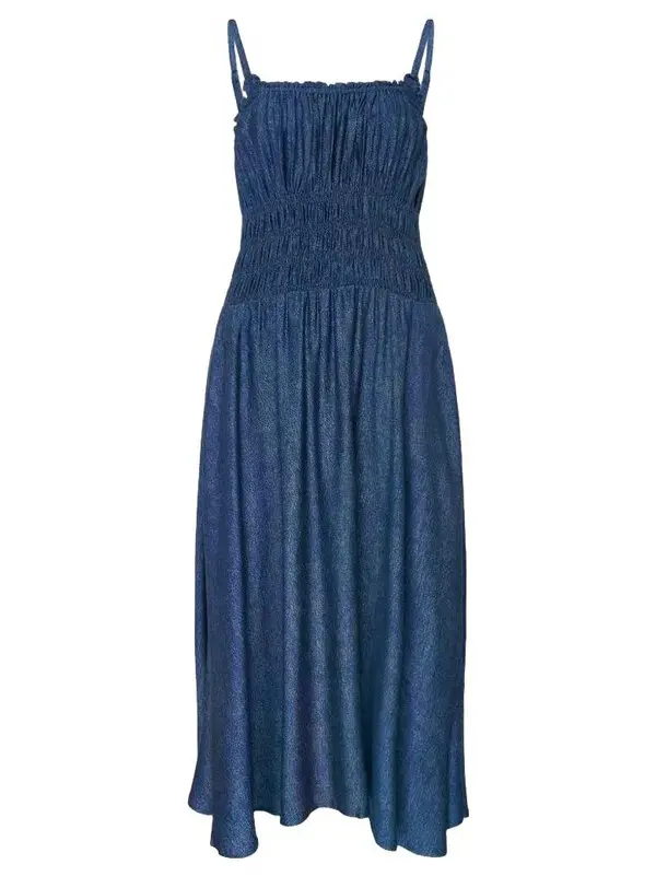 Rag & Bone Miramar Slink Camelia Smocked Midi Dress - Blue