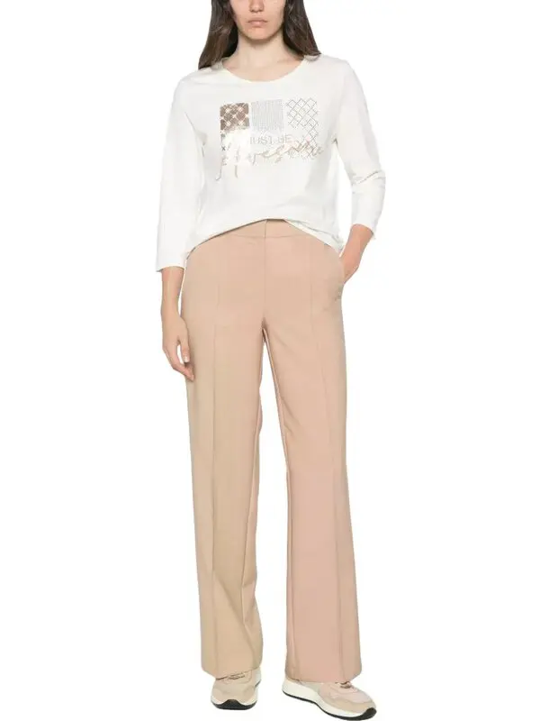 BETTY BARCLAY Side-stripe Crystal-embellished Trousers - Neutrals