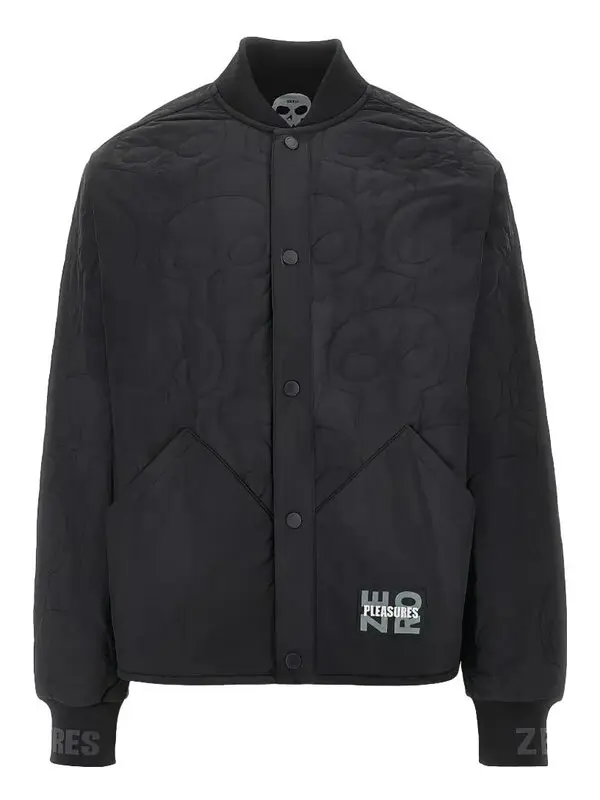 PLEASURES Quilted Skull-pattern Bomber Jacket - Black