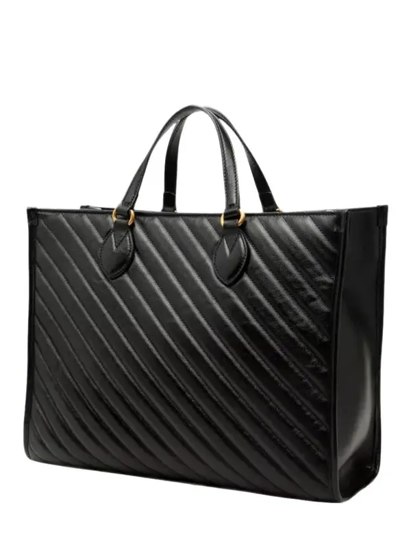 Gucci 2016-2026 Medium Gg Marmont Matelasse Diagonal Calfskin Shopping Tote Satchel - Black