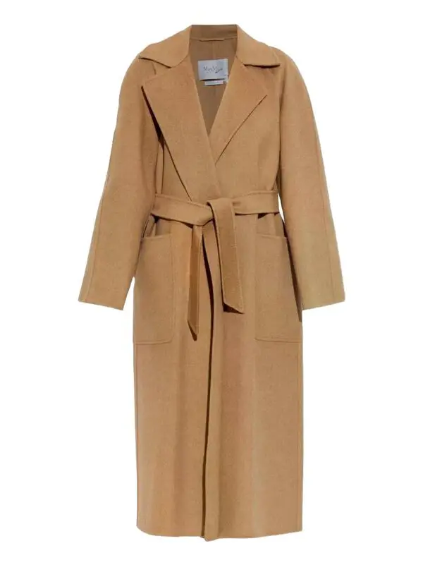Max Mara Long Camel Robe Coat With Belt - Neutrals