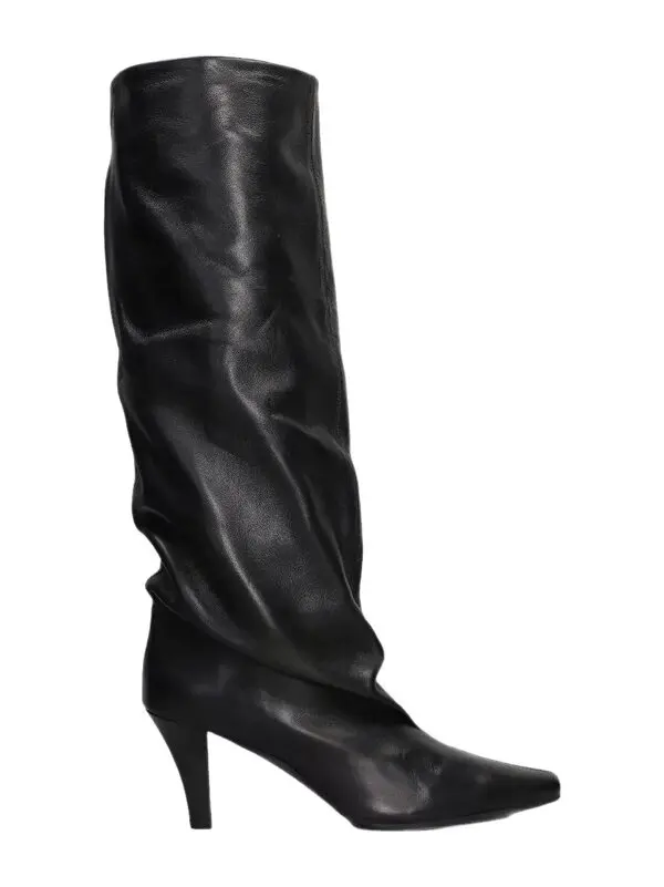 THE SELLER High Heel Slouchy Leather Boots - Black