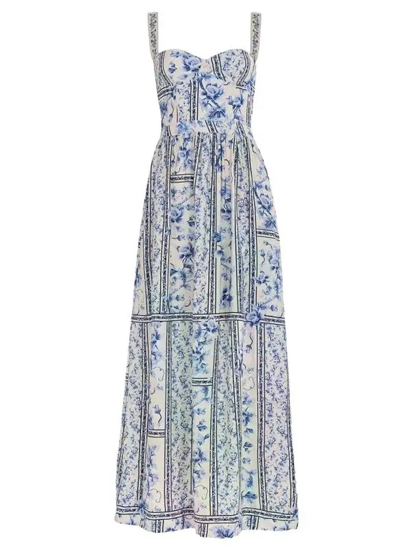 Agua Bendita Marcia Floral-print Smocked Dress - Neutrals