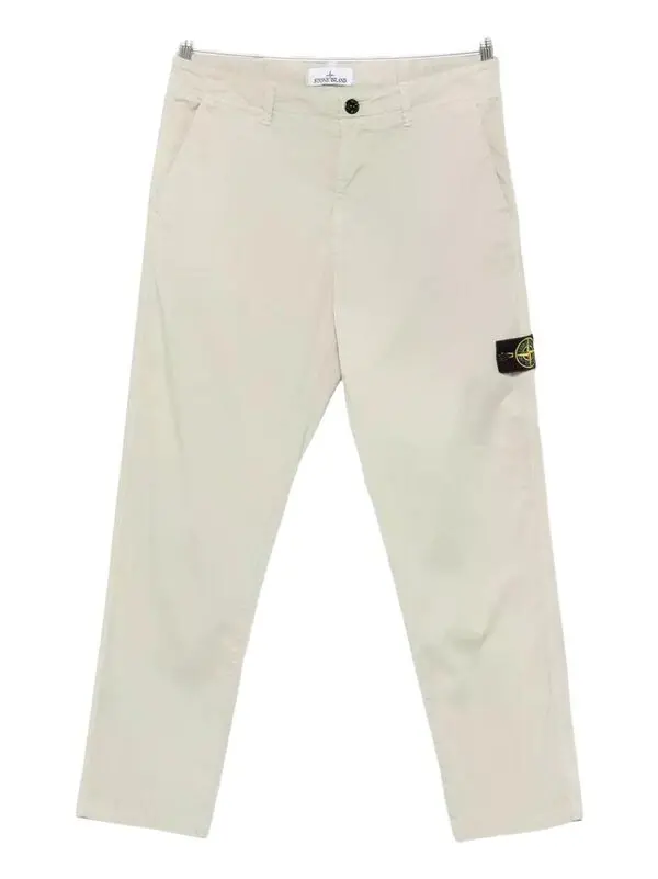 Stone Island Logo Patch Straight-leg Trousers - Neutrals