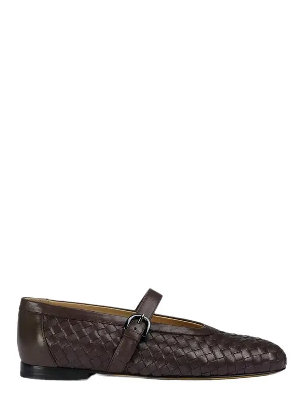 DOUCAL'S Interwoven Leather Ballet Flats - Brown