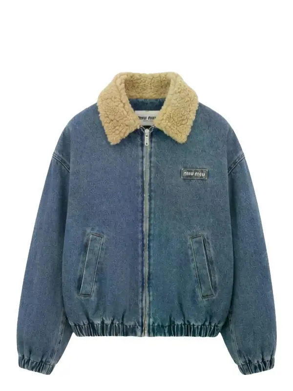 Miu Miu Shearling-collar Denim Jacket - Blue