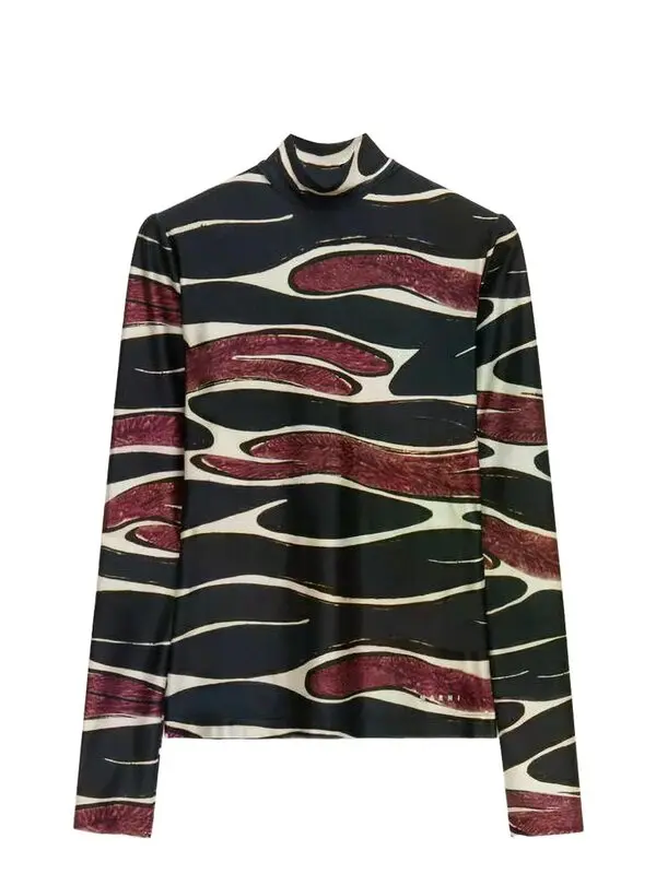 Marni Crimson Flow Turtle-neck Long-sleeve Top - Black