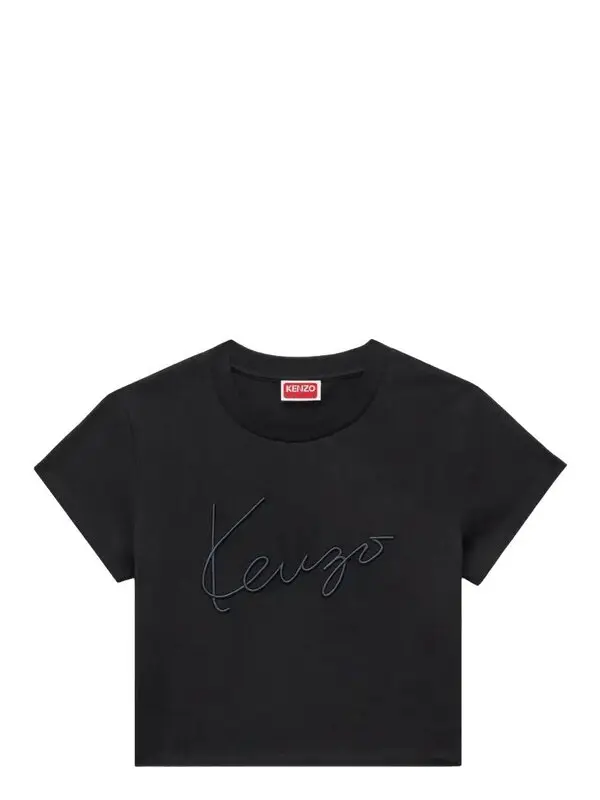 Kenzo Signature-embroidered Cropped T-shirt - Black