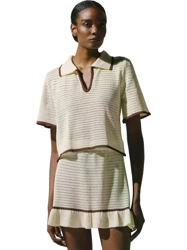 BAOBAB Ruffled-hem Knit Mini Skirt - Neutrals
