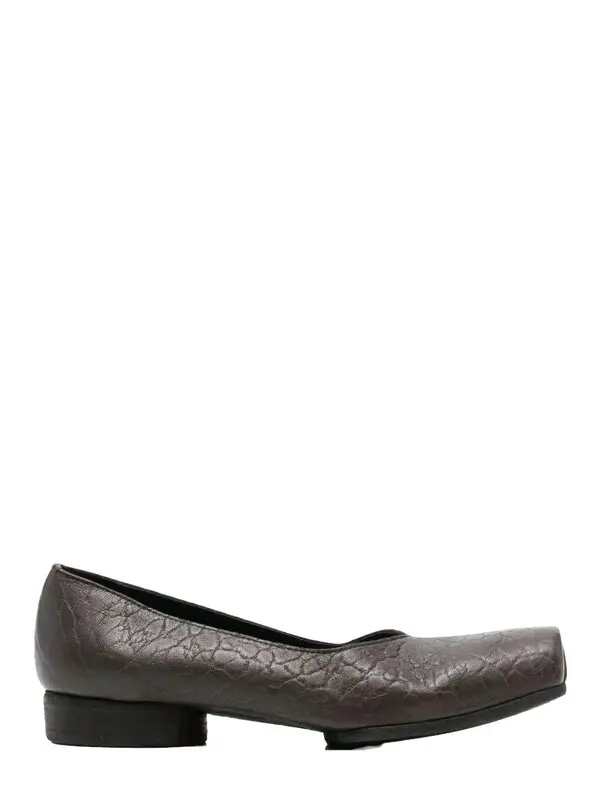 UMA WANG Crinkled-effect Square-toe Pumps - Brown