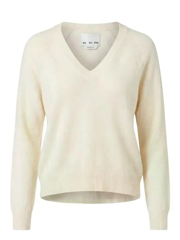 SA SU PHI V-neck Raglan Sweater - Neutrals