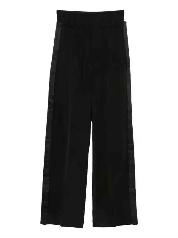 ALAINPAUL Satin-stripe Wide-leg Trousers - Black