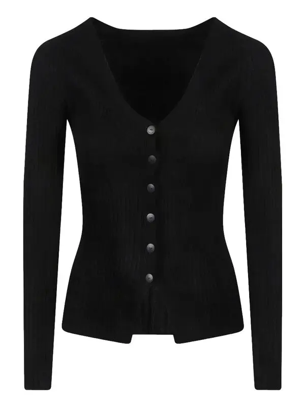 DONDUP Ribbed-knit V-neck Cardigan - Black