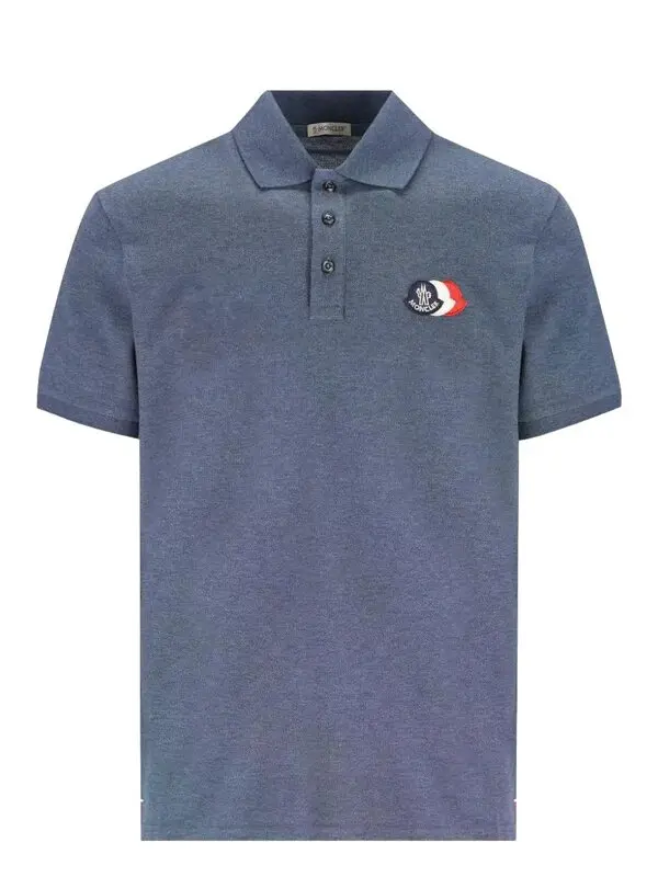 Moncler Cotton Piquet Polo Shirt - Blue