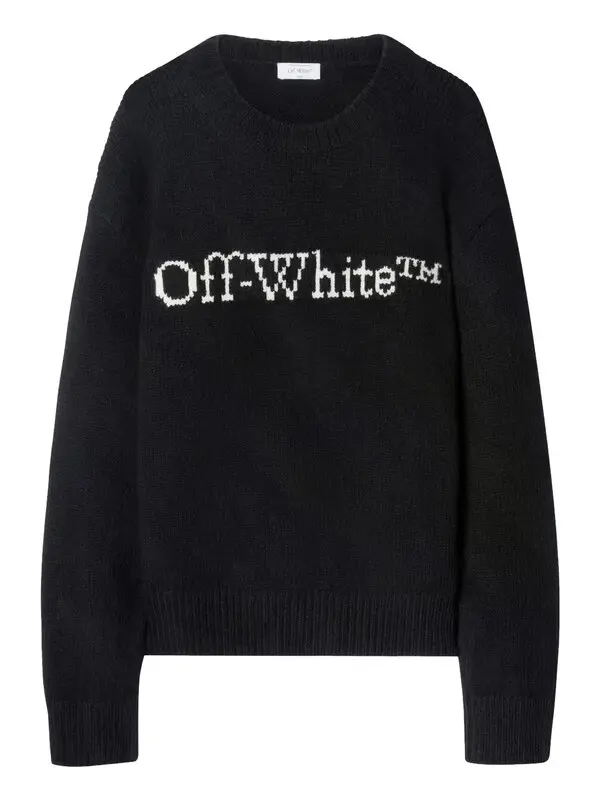 Off-White Logo Intarsia Wool Jumper - Black