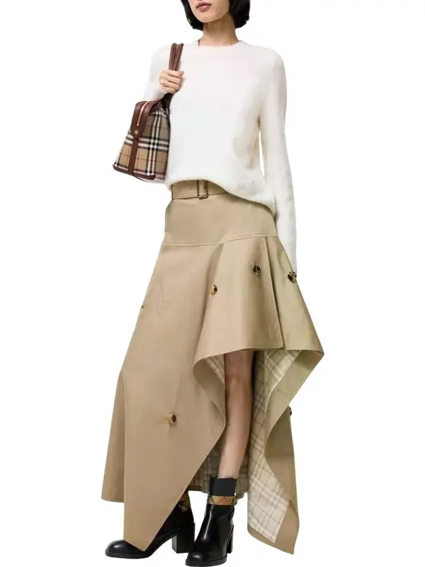 Burberry Gabardine Asymmetric Trench Skirt - Neutrals