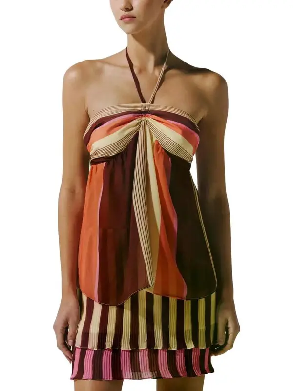 BAOBAB Romina Striped Halterneck Blouse - Brown
