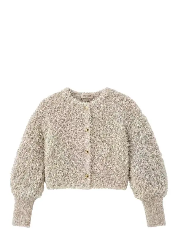 TWINSET Bouclé Knit Cardigan With Gold-tone Hardware - Neutrals