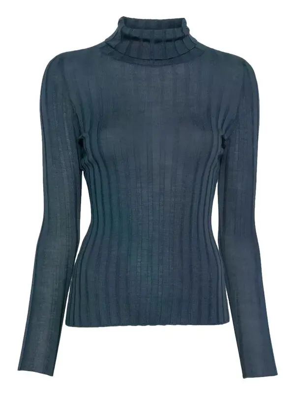 HUGENBERG Ribbed Roll-neck Sweater - Blue