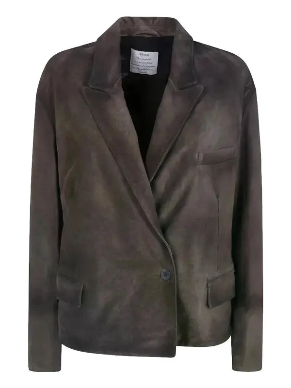IBRIGU Leaf-embroidered Suede Jacket - Brown