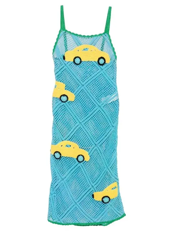 JW Anderson Crochet Car-motif Midi Dress - Blue