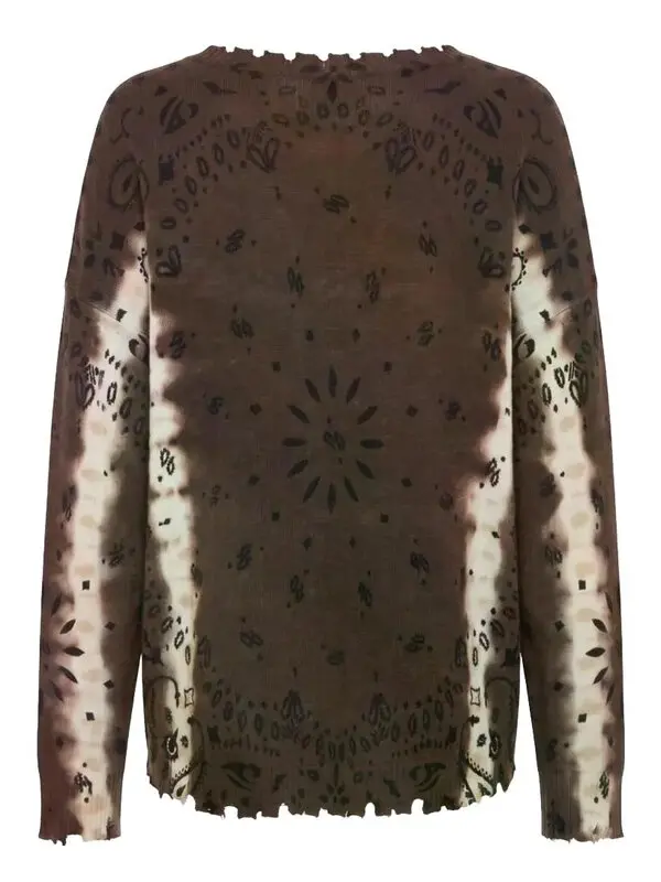 KUJTEN Bandana Print Cashmere Sweater - Brown