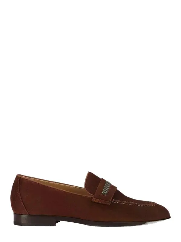 DOUCAL'S Embellished Suede Loafers - Brown