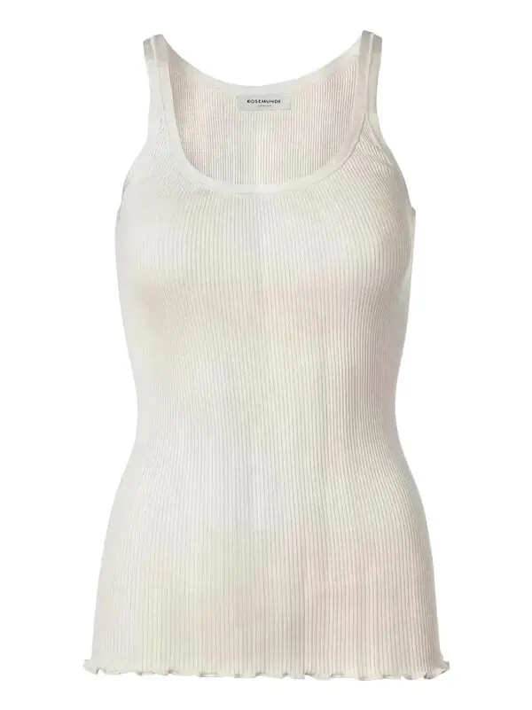 ROSEMUNDE Belle Ribbed Silk Top - Neutrals