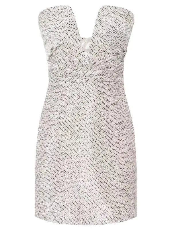 Elisabetta Franchi Gazar Mini Dress With Micro-polka Dots - Neutrals