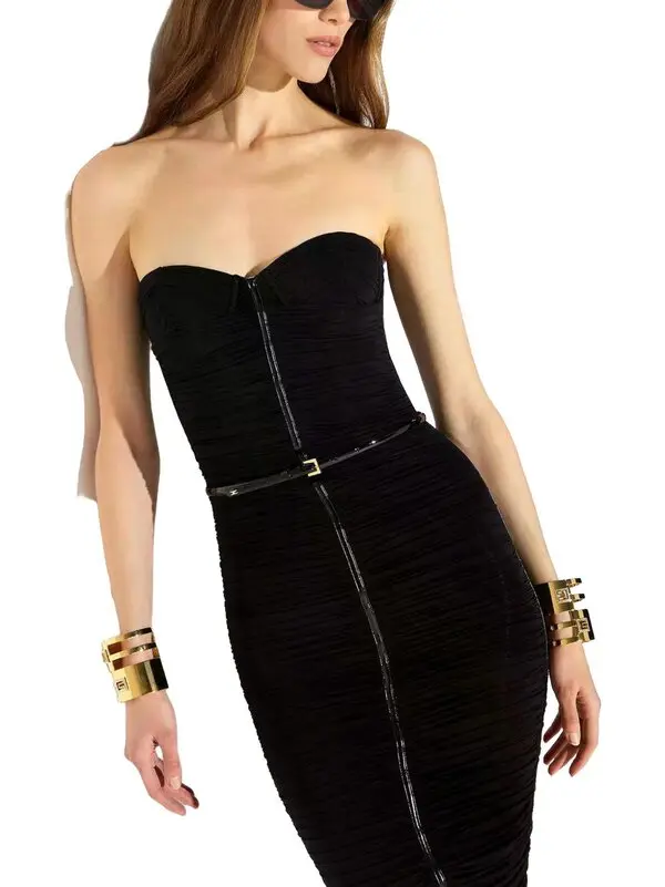 Elisabetta Franchi Off-the-shoulder Stretch Jersey Midi Dress With Belt - Black