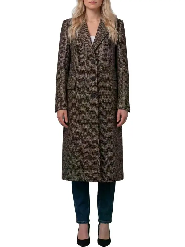 Tagliatore Single-breasted Tweed Coat - Brown