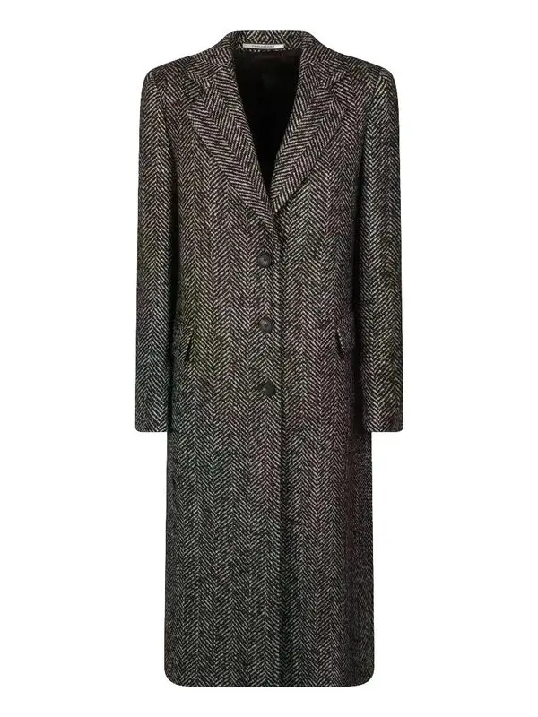 Tagliatore Single-breasted Tweed Coat - Brown