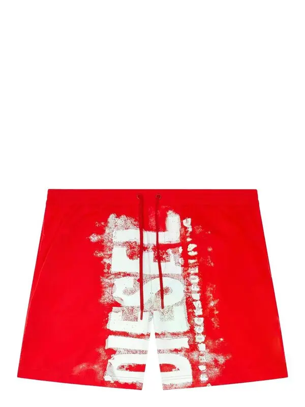 DIESEL® Logo Print Swim Shorts - Red