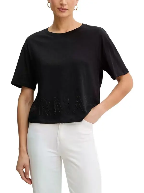 Armani Exchange Rhinestone-embellished Logo-print T-shirt - Black
