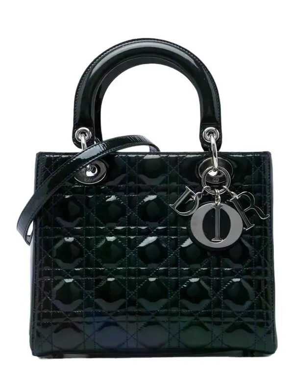 Dior 2010 Medium Patent Cannage Lady Satchel - Blue