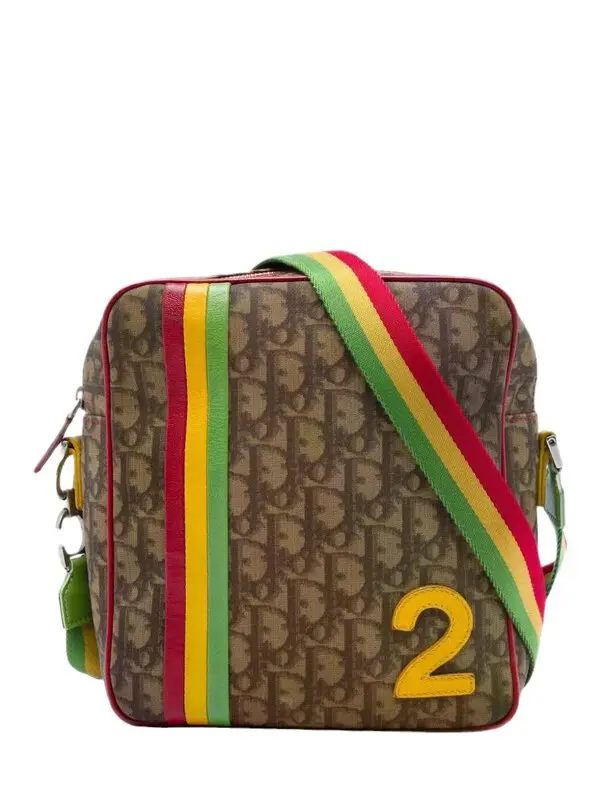 Dior 2004 Diorissimo Trotter Coated Canvas Rasta Crossbody Bag - Brown